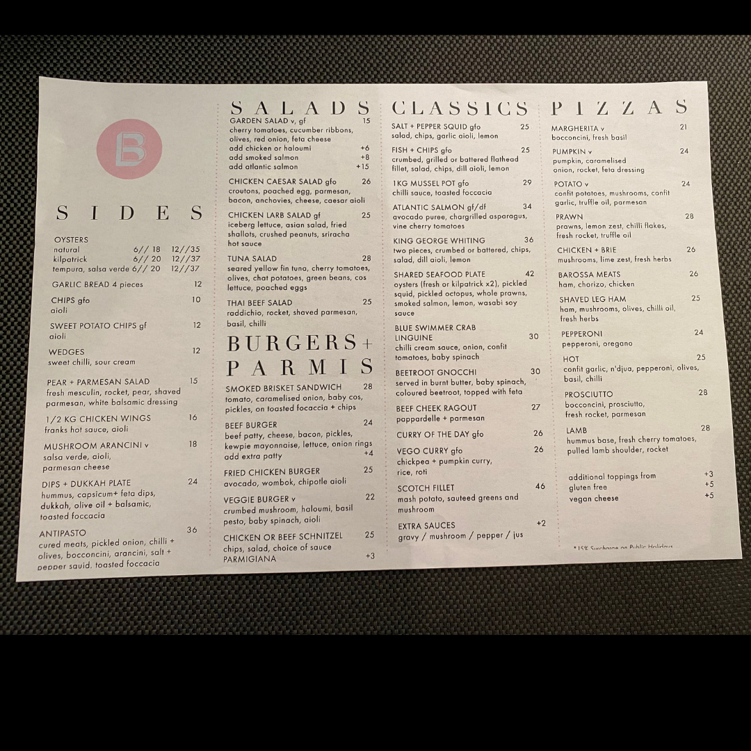 The Bath Hotel - Ambient Menu